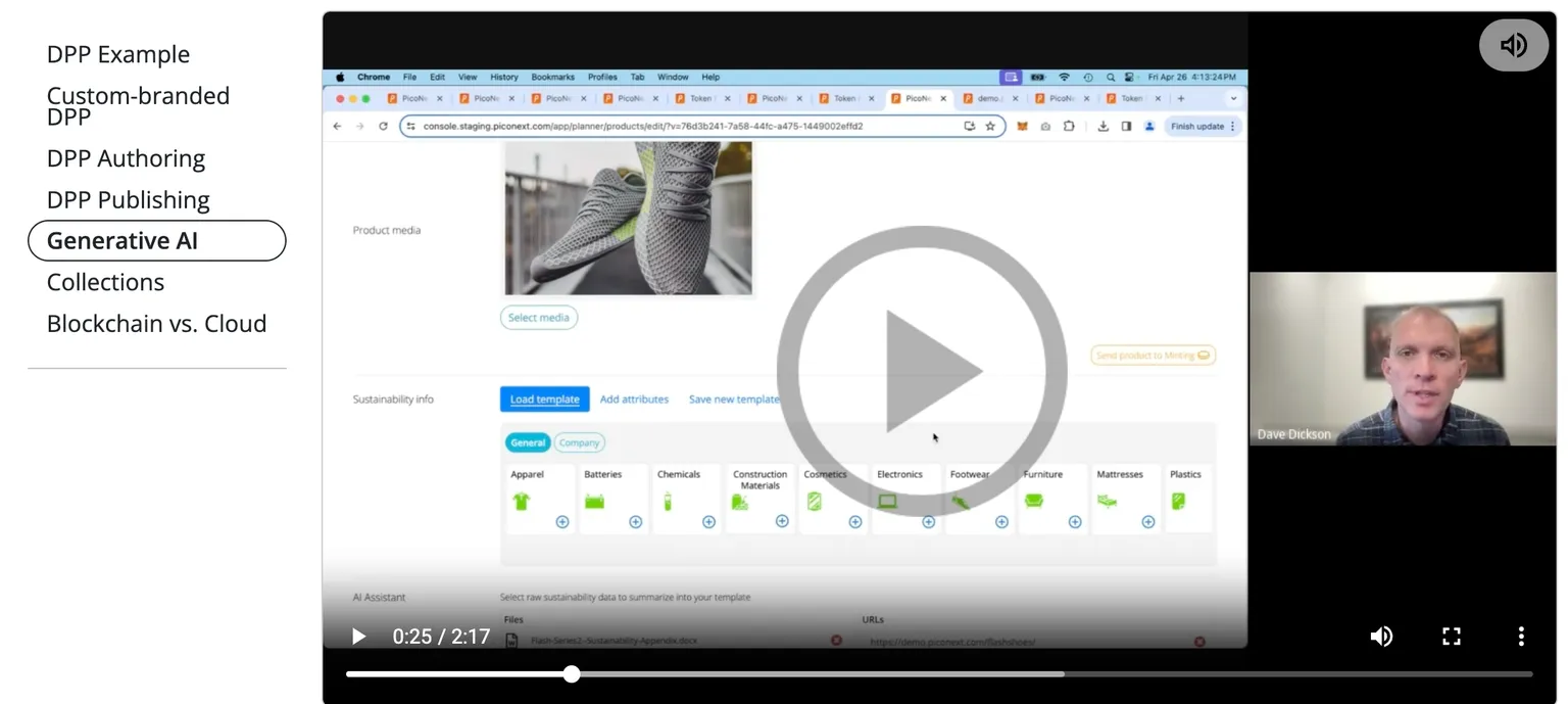 PicoNext Digital Product Passport video demonstration - PicoNext