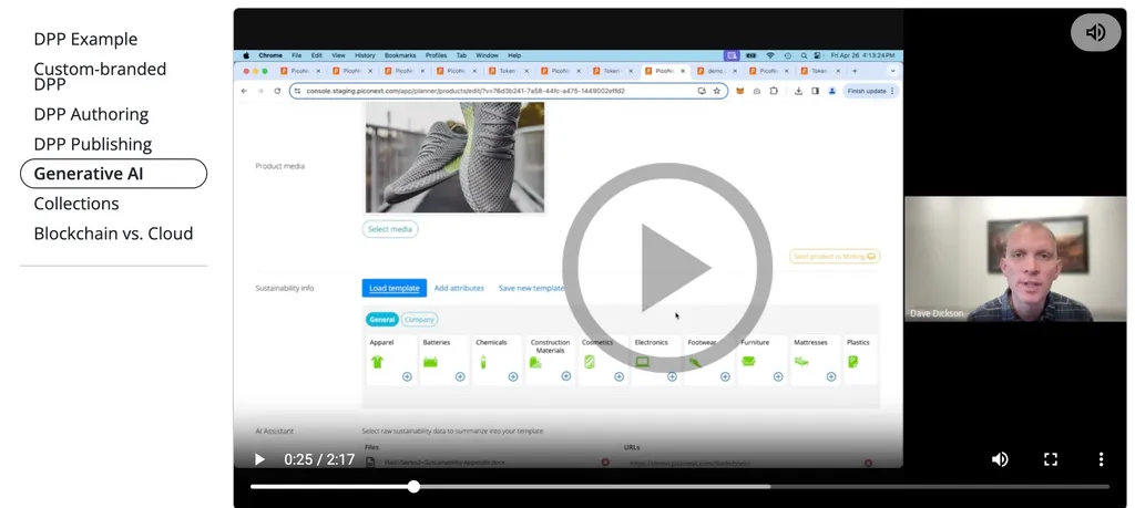 PicoNext Digital Product Passport video demonstration - PicoNext